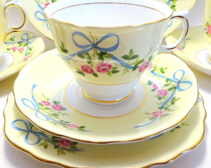 Kenmark Fine China Set in a Delicate Pink Roses Pattern Over a ...