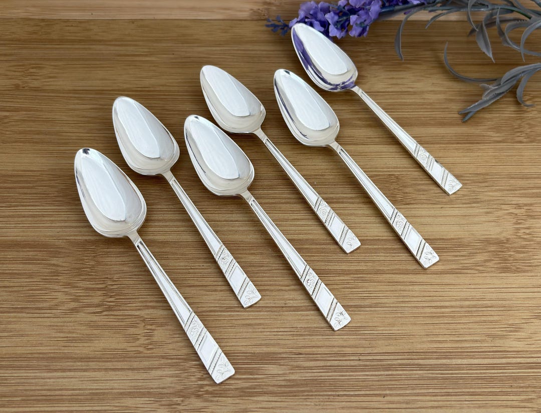 Set of 6 Viners Silver Rose Melon Grapefruit Spoons, EPNS Silver Plate ...