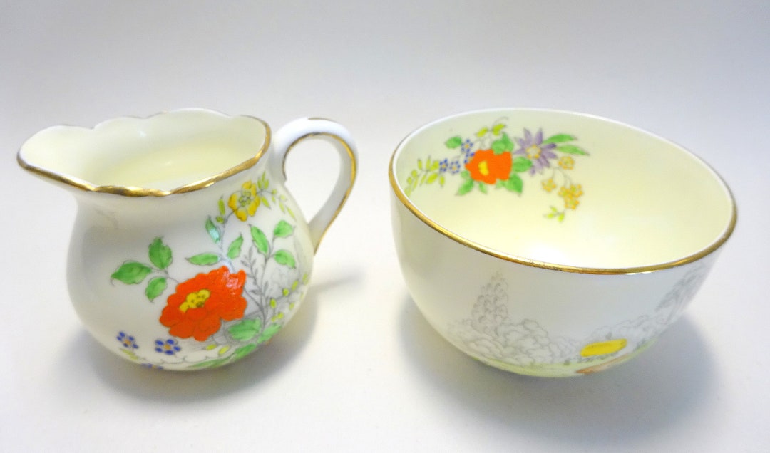 Vintage Hammersley and Co Milk/cream Jug and Sugar Bowl for One Person ...