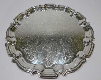 Round Silver Tray | Etsy