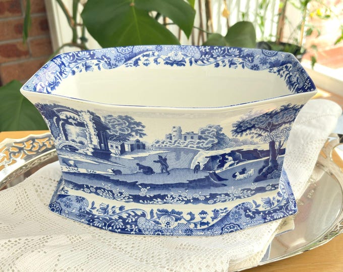 Spode Blue Italian White Planter, Large Size, English Bone China - Etsy