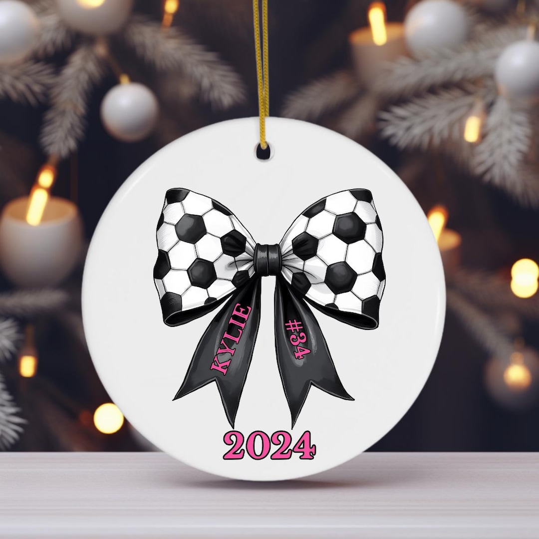 Personalized Soccer Ornament Custom Soccer Gifts, Soccer Coquette Bow ...