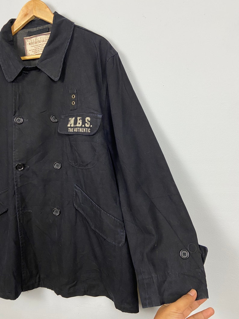 Vintage Batsu Japan Chore Workwear Jacket Black Mens Vintage Mens Batsu ...
