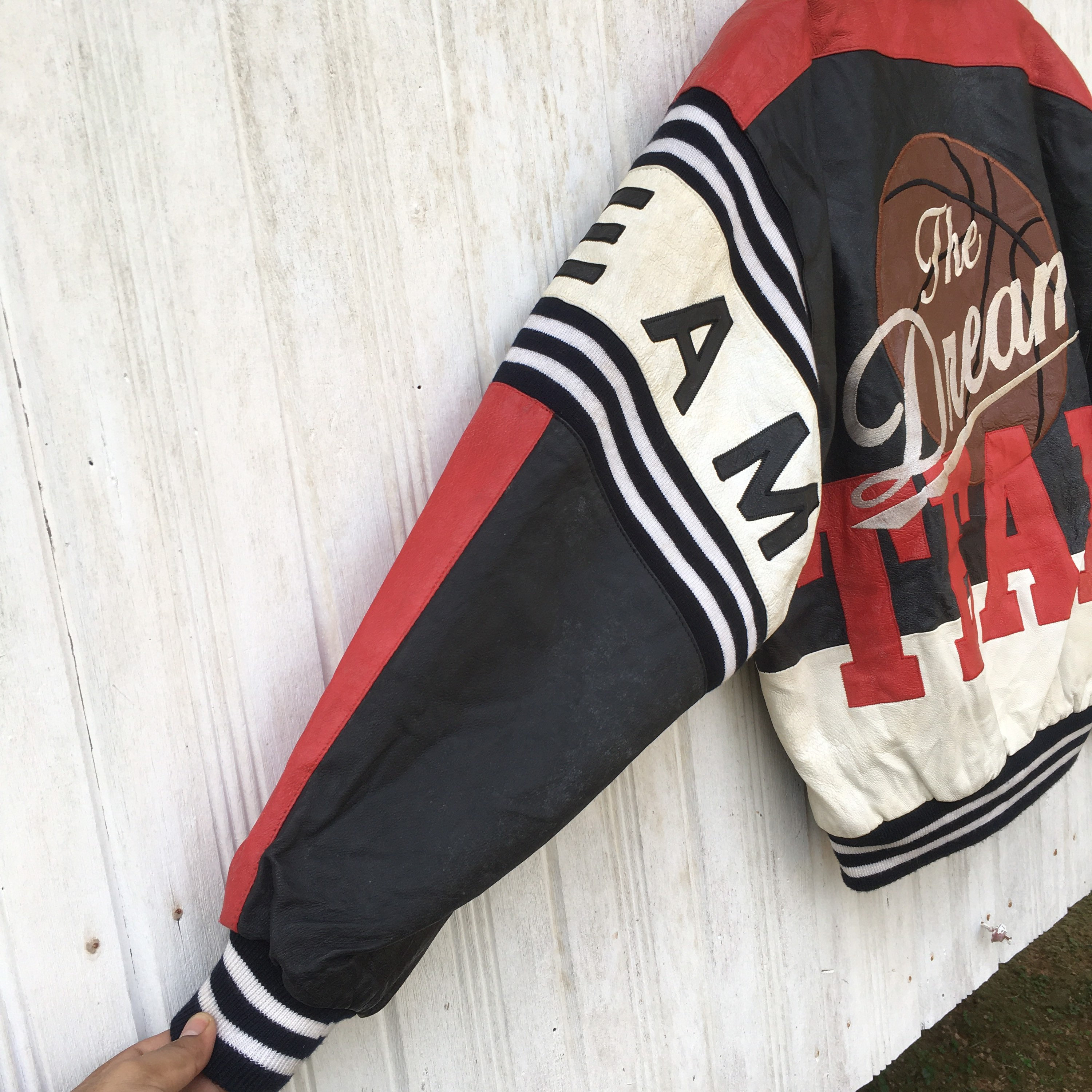 Vintage 2001 the Dream Team Baseball Varsity Leather Colorblock Leather ...