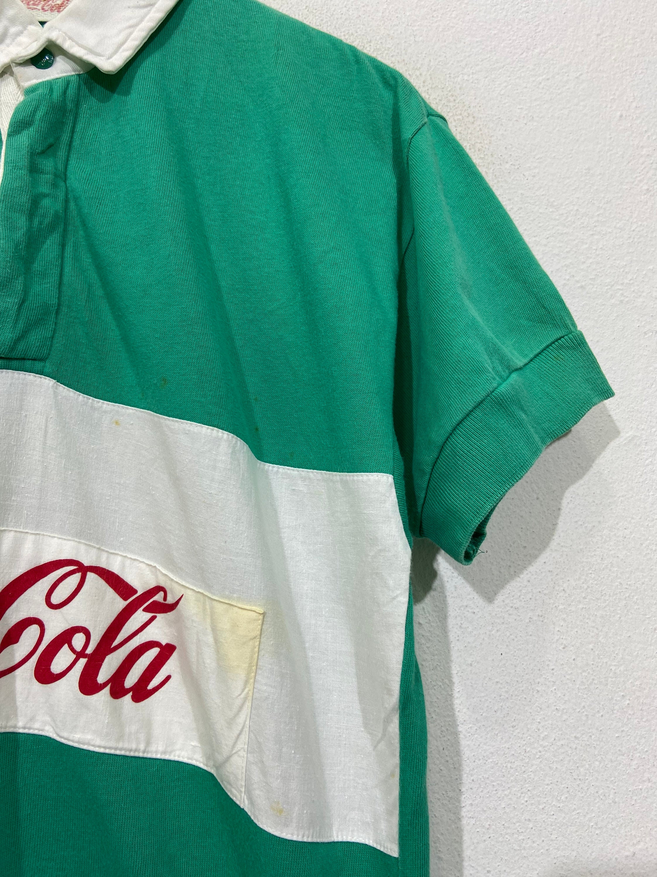 Vintage Coca Cola Polo Rugby Shirt Medium 1990’s Carbonated Usa Drink ...