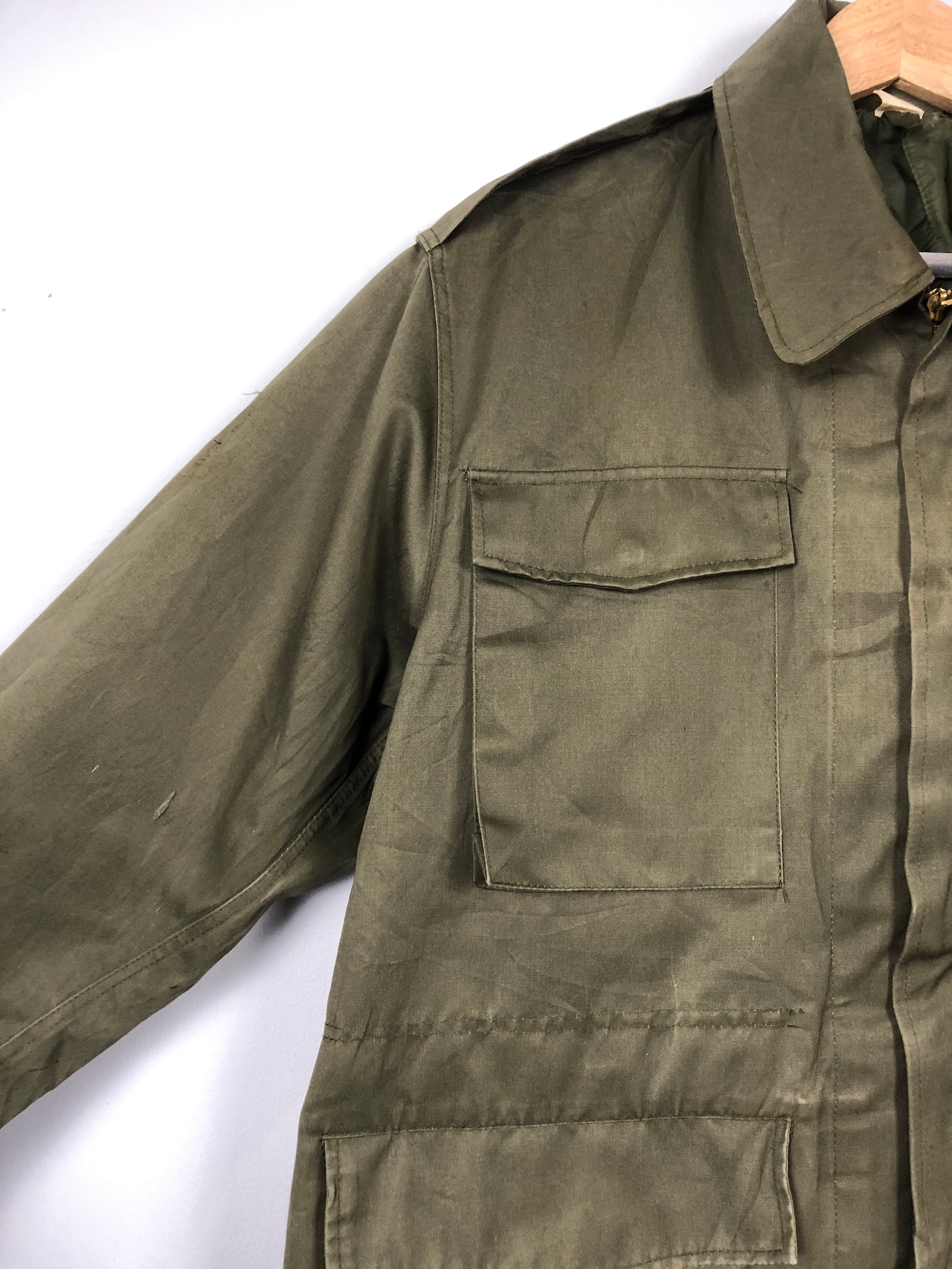 Vintage 80s Army Twill Olive Green Field Jacket Military 1980 S ...