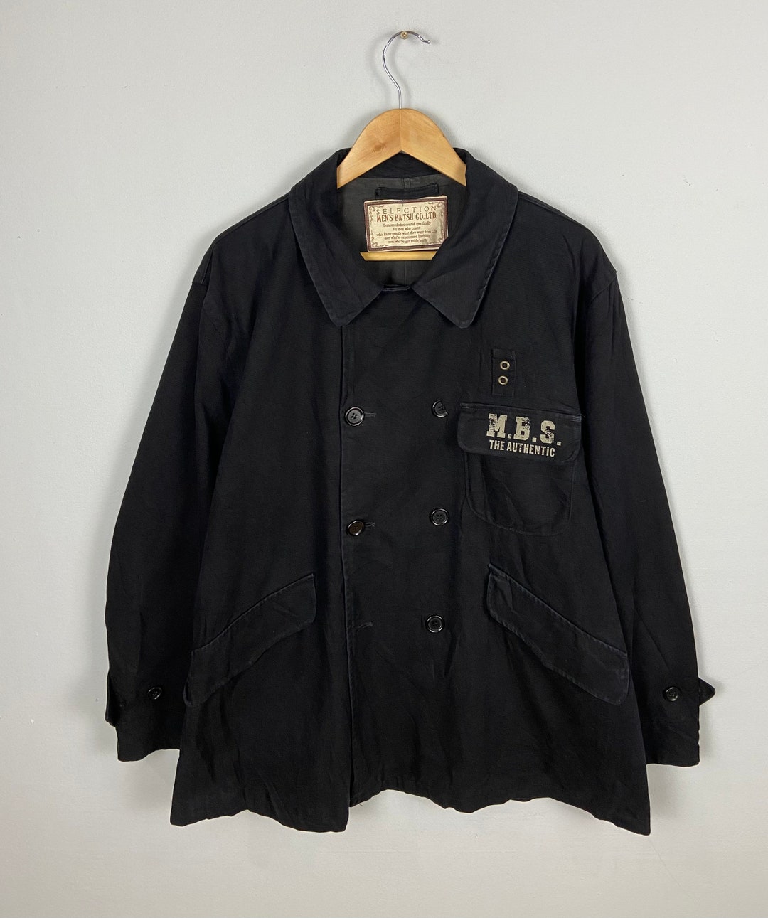 Vintage Batsu Japan Chore Workwear Jacket Black Mens Vintage Mens Batsu ...