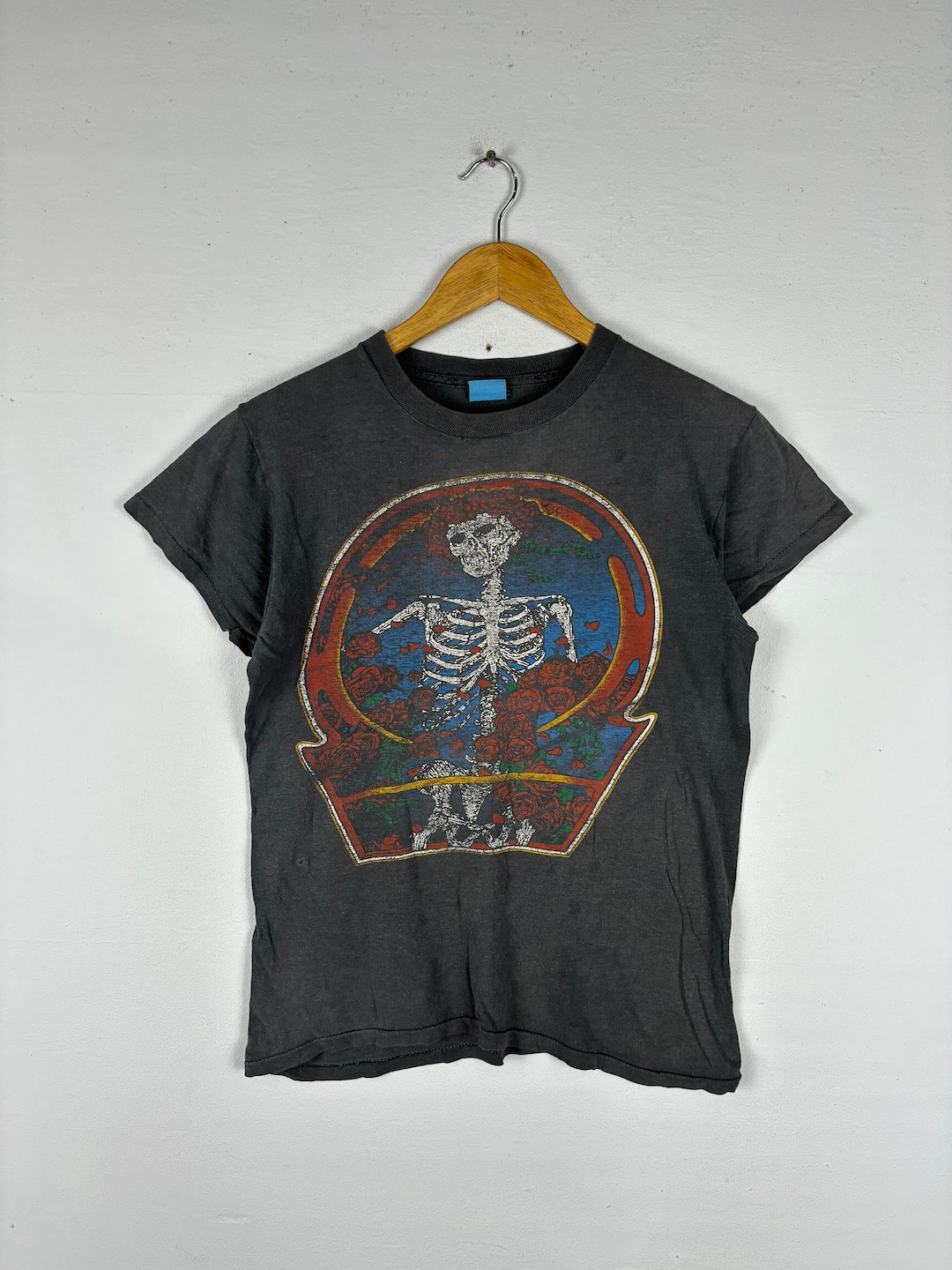 Vintage 80s Grateful Dead American American Rock Band Skull and Roses ...