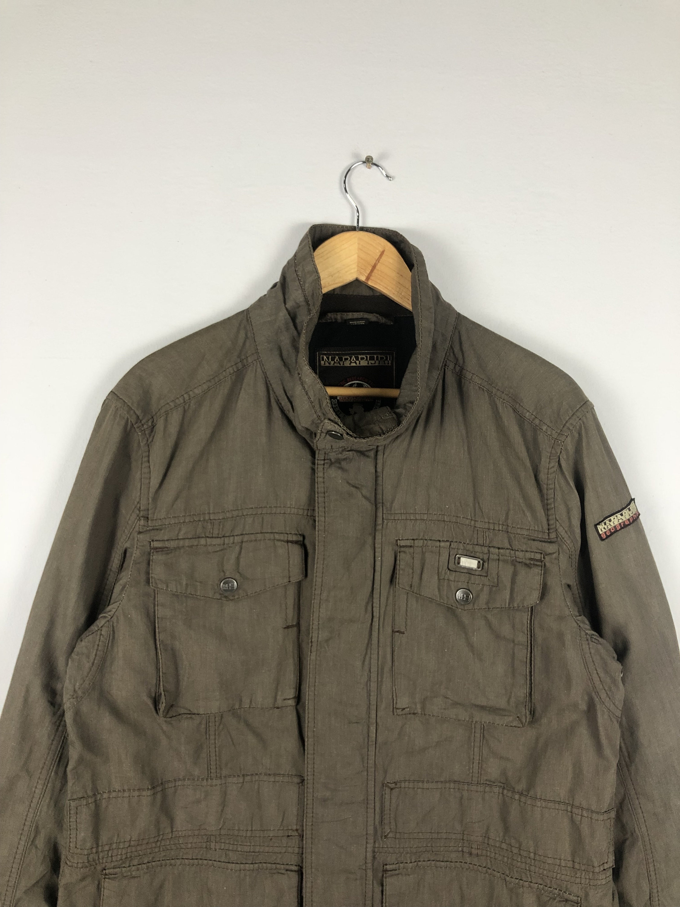 Napapijri Geographic Quilted Utility Breathable Casual Zip Quilted Coat ...