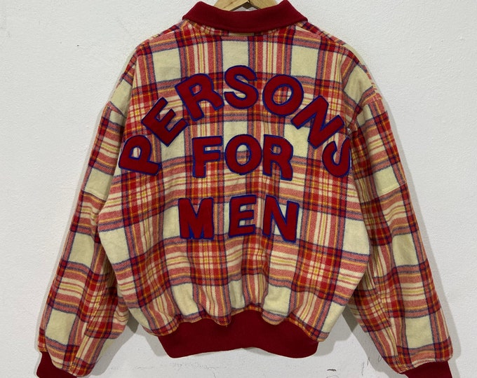 Vintage 90s Persons for Men Varsity Wool Checkered Tartan Jacket Large ...