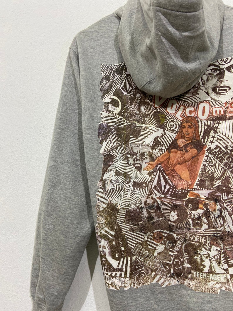 Vintage Volcom Skate Hoodie Sweater Medium Volcom Psychedelic Pop Art ...