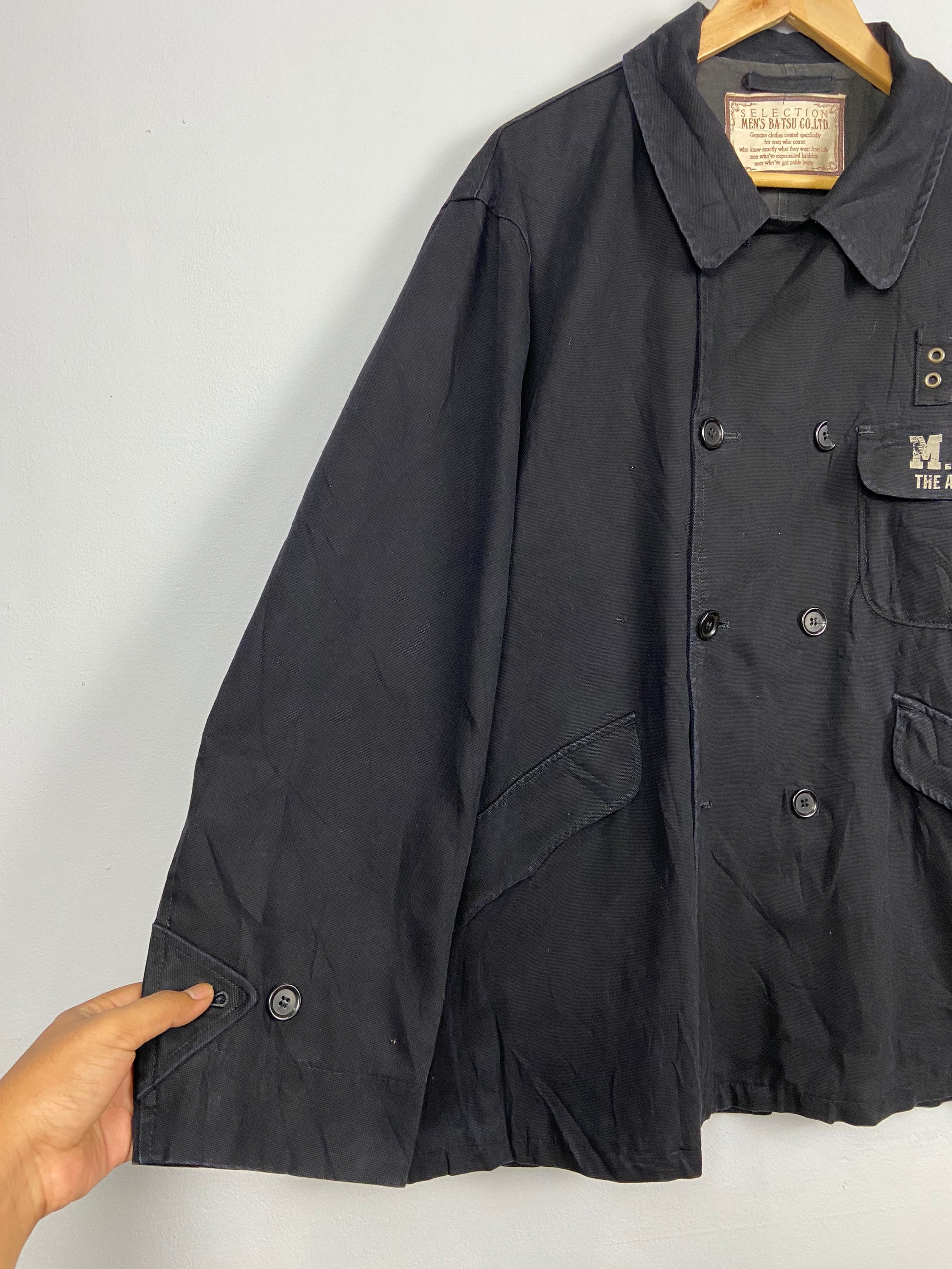 Vintage Batsu Japan Chore Workwear Jacket Black Mens Vintage Mens Batsu ...