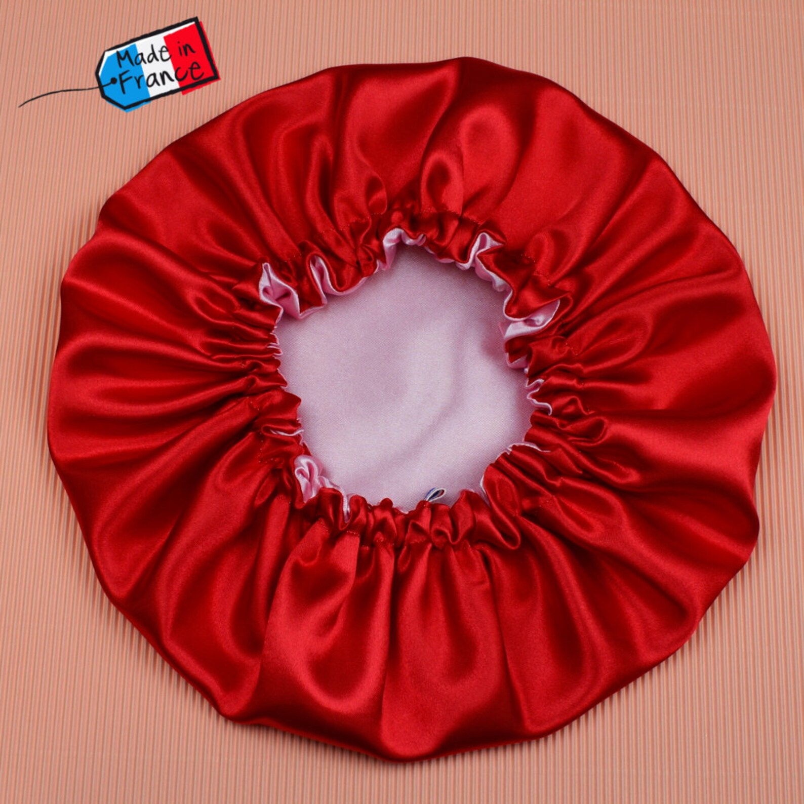 Double-layer-red reversible satin hair cap | Etsy