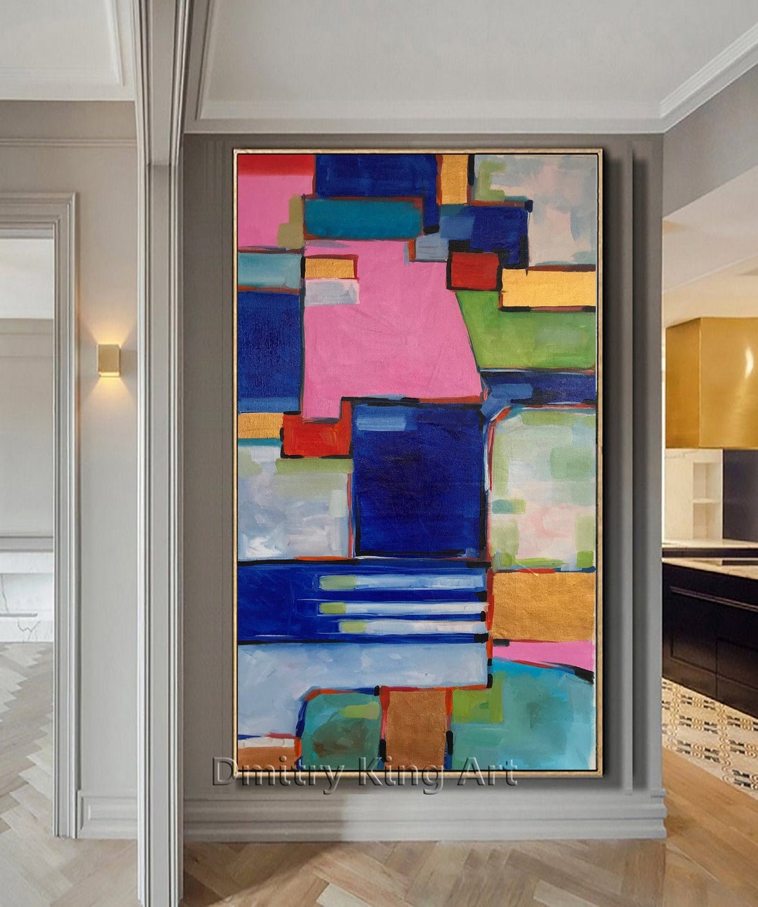 Large Abstract Painting Colorful Painting on Canvas Pink - Etsy