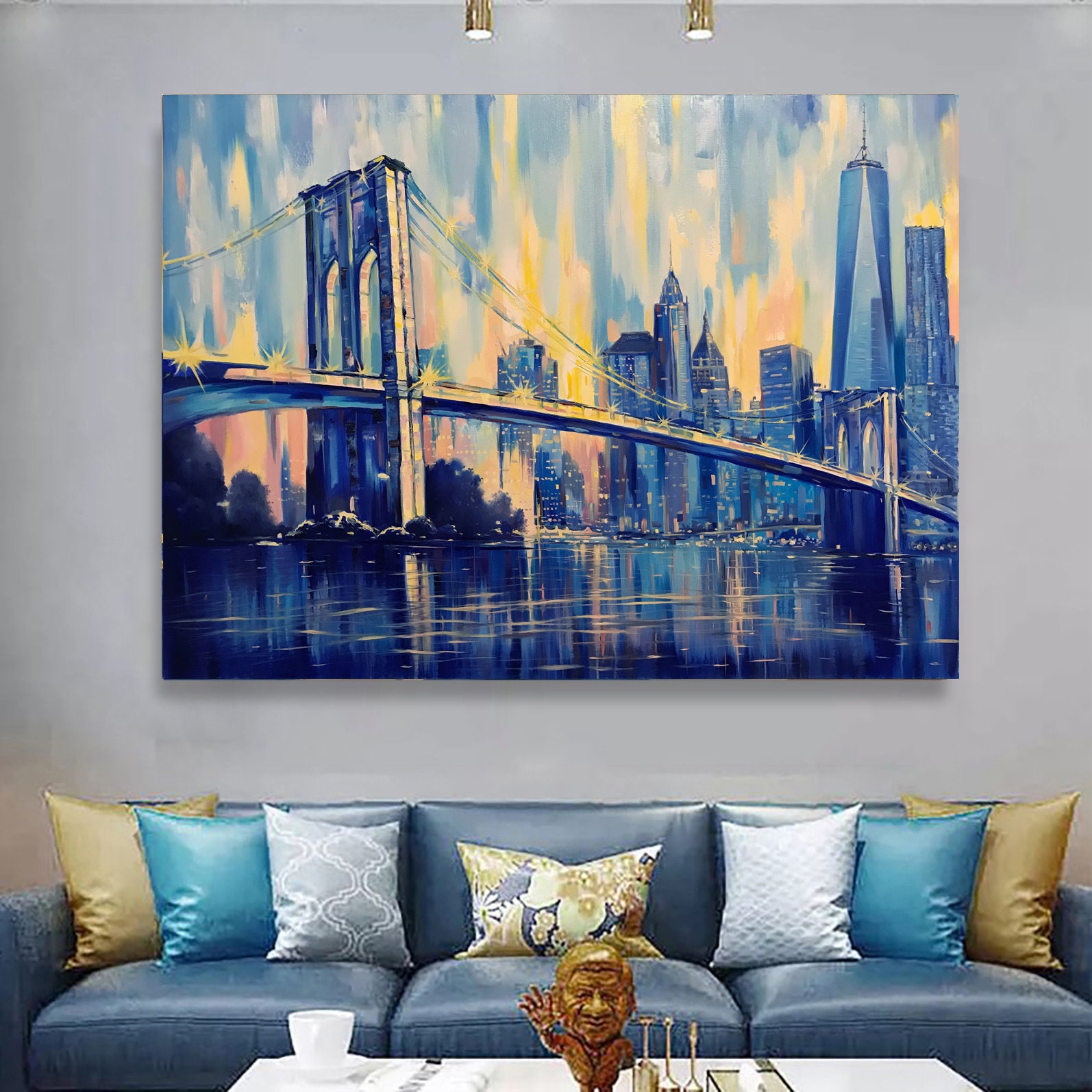 Brooklyn Bridge Painting New York Canvas NYC Abstract - Etsy