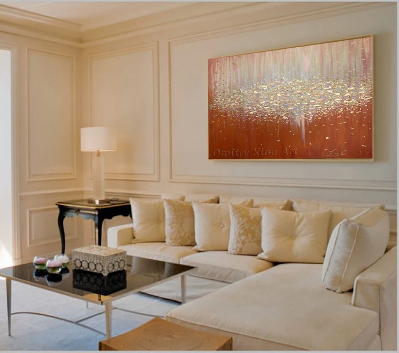 Large Abstract Ivory Orange Oil Painting Golden Sunshine - Etsy