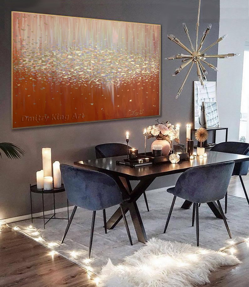 Large Abstract Ivory Orange Oil Painting Golden Sunshine - Etsy