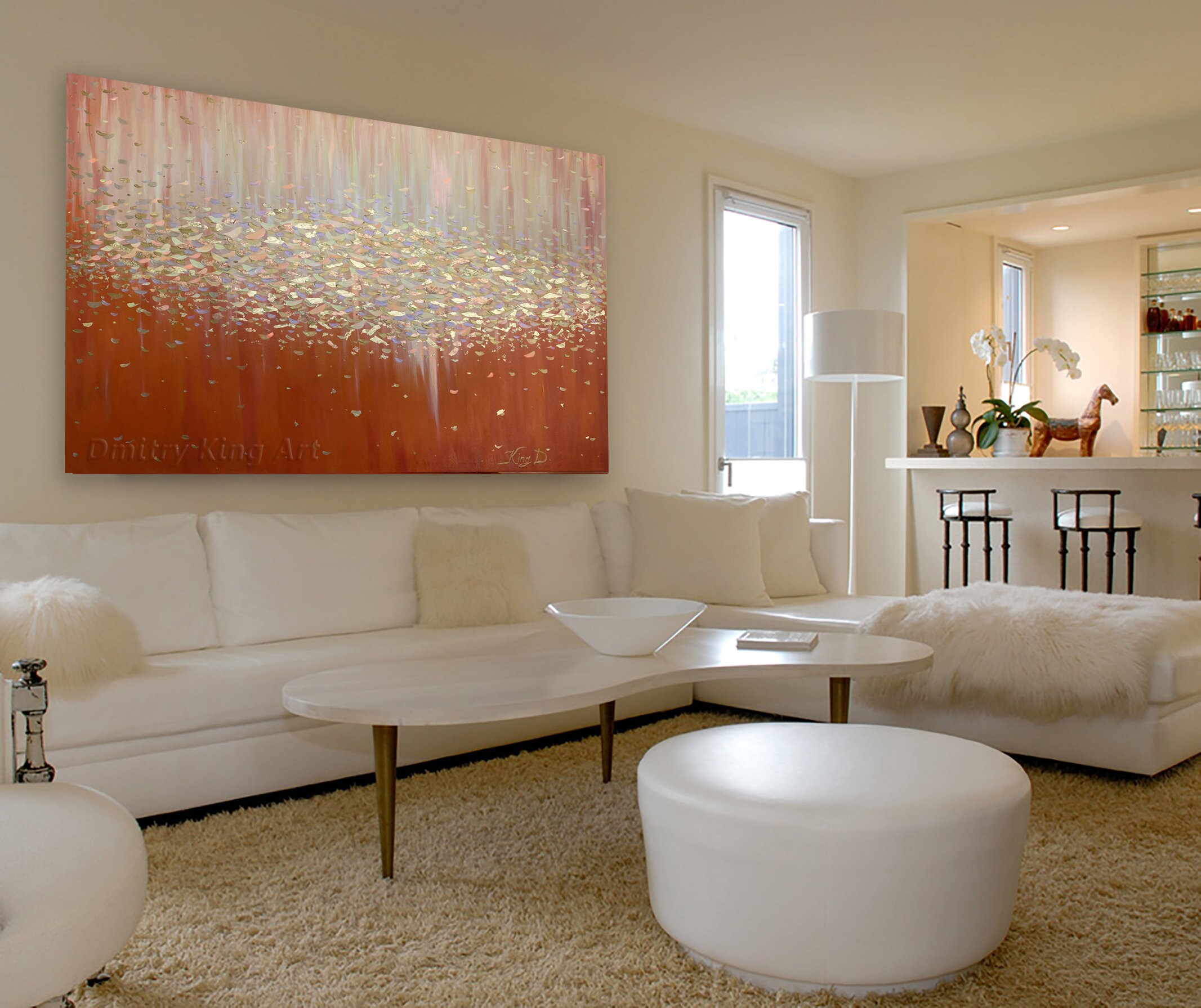 Large Abstract Ivory Orange Oil Painting Golden Sunshine - Etsy