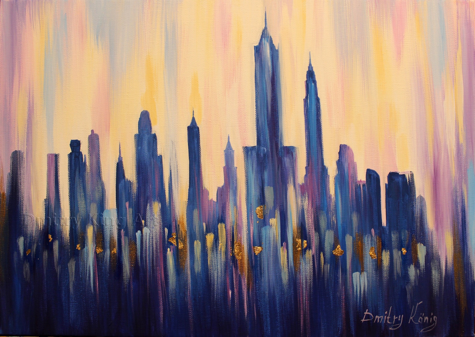 New York City Abstract Painting Skyline City Art Abstract NYC - Etsy