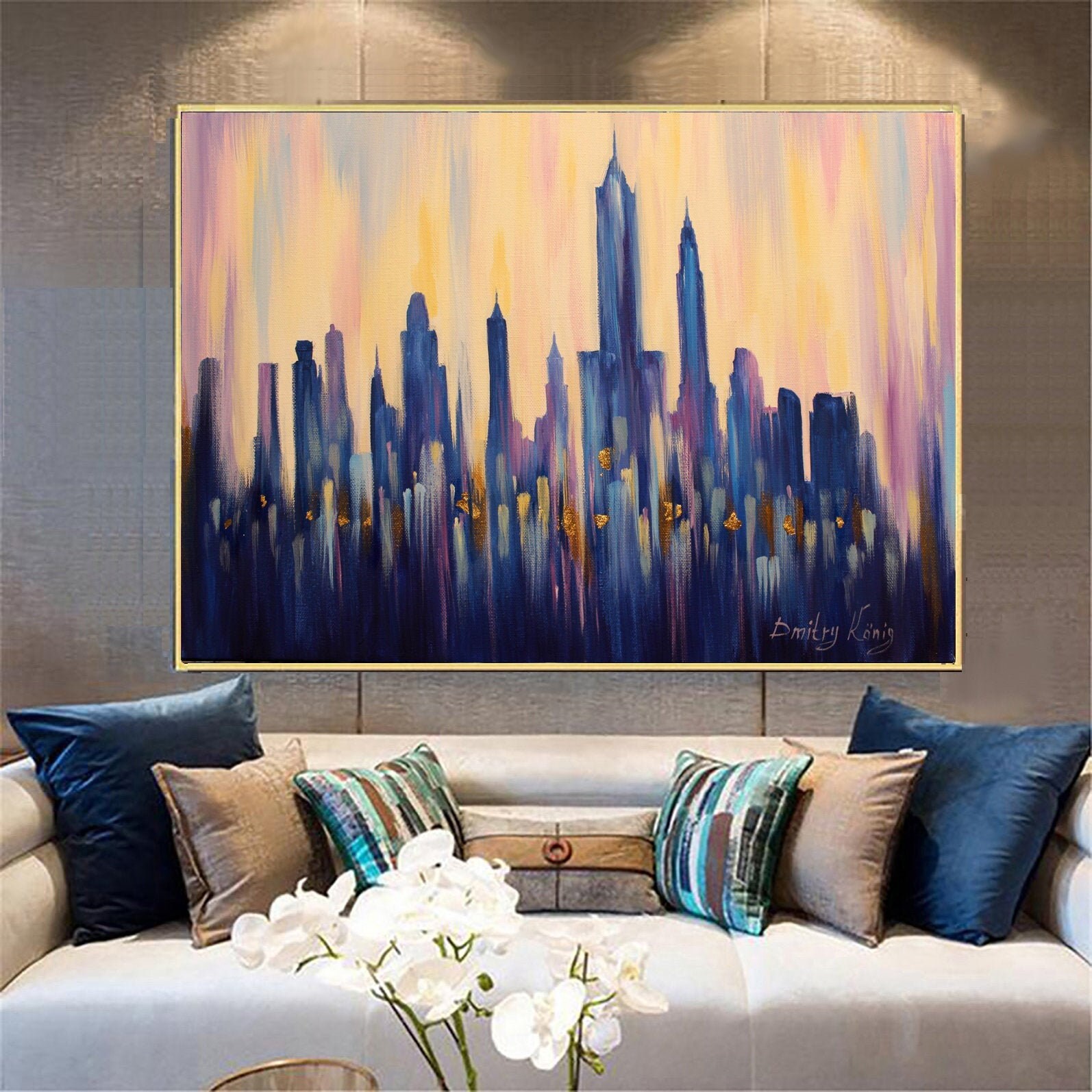 New York City Abstract Painting Skyline City Art Abstract NYC on Canvas ...