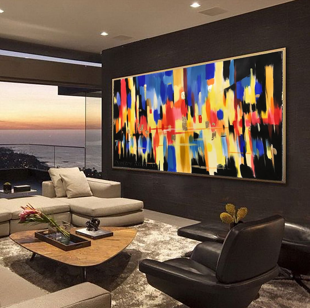 Extra Large Modern Textured Colorful Abstract Wall Art Oversize ...