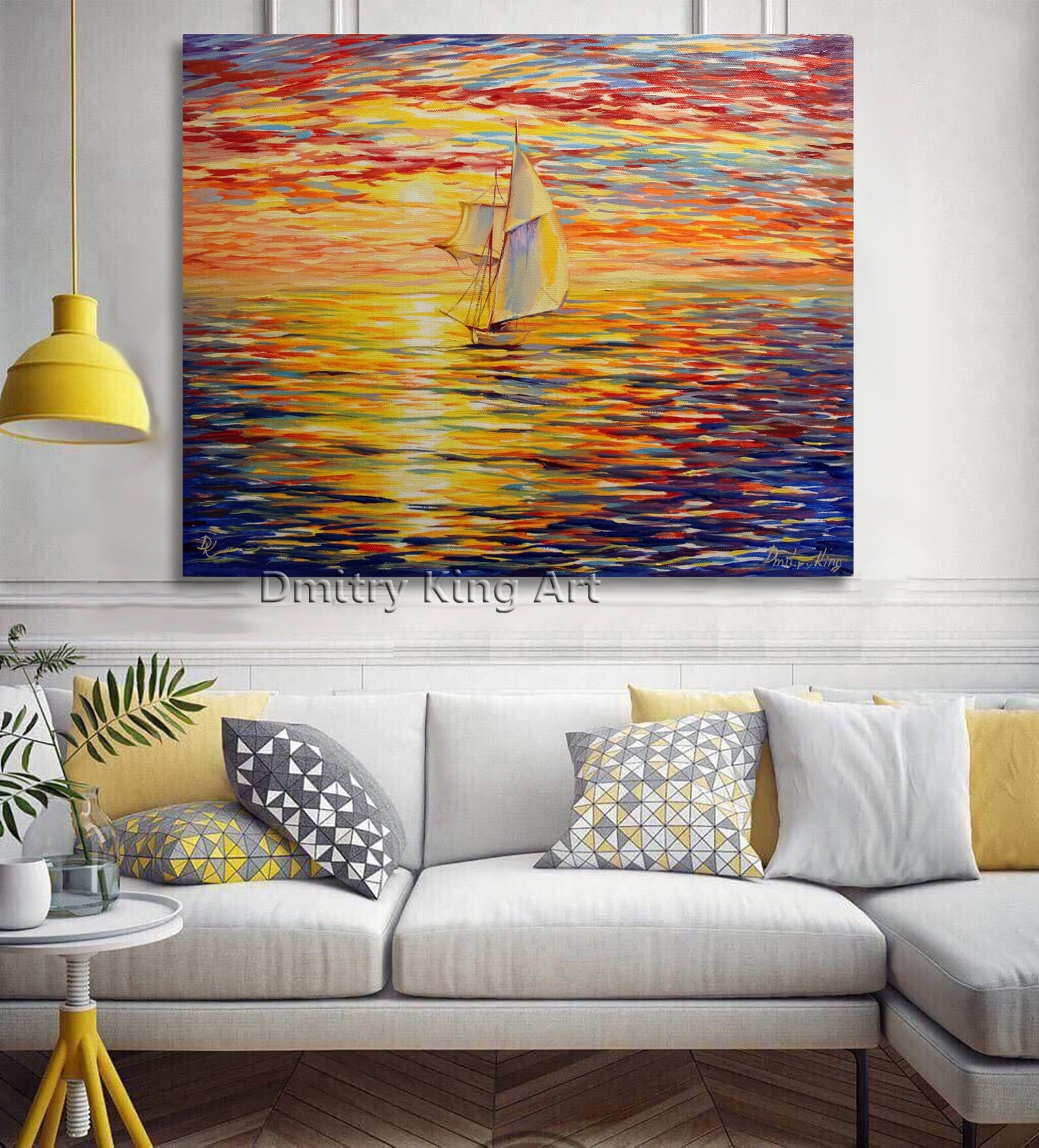 Large Abstract Painting of the Ocean at Sunset Abstract Art, Sunset ...