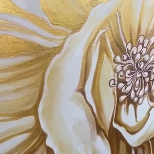 Large Gold Flower Wall Art Floral Painting Gold Leaf - Etsy
