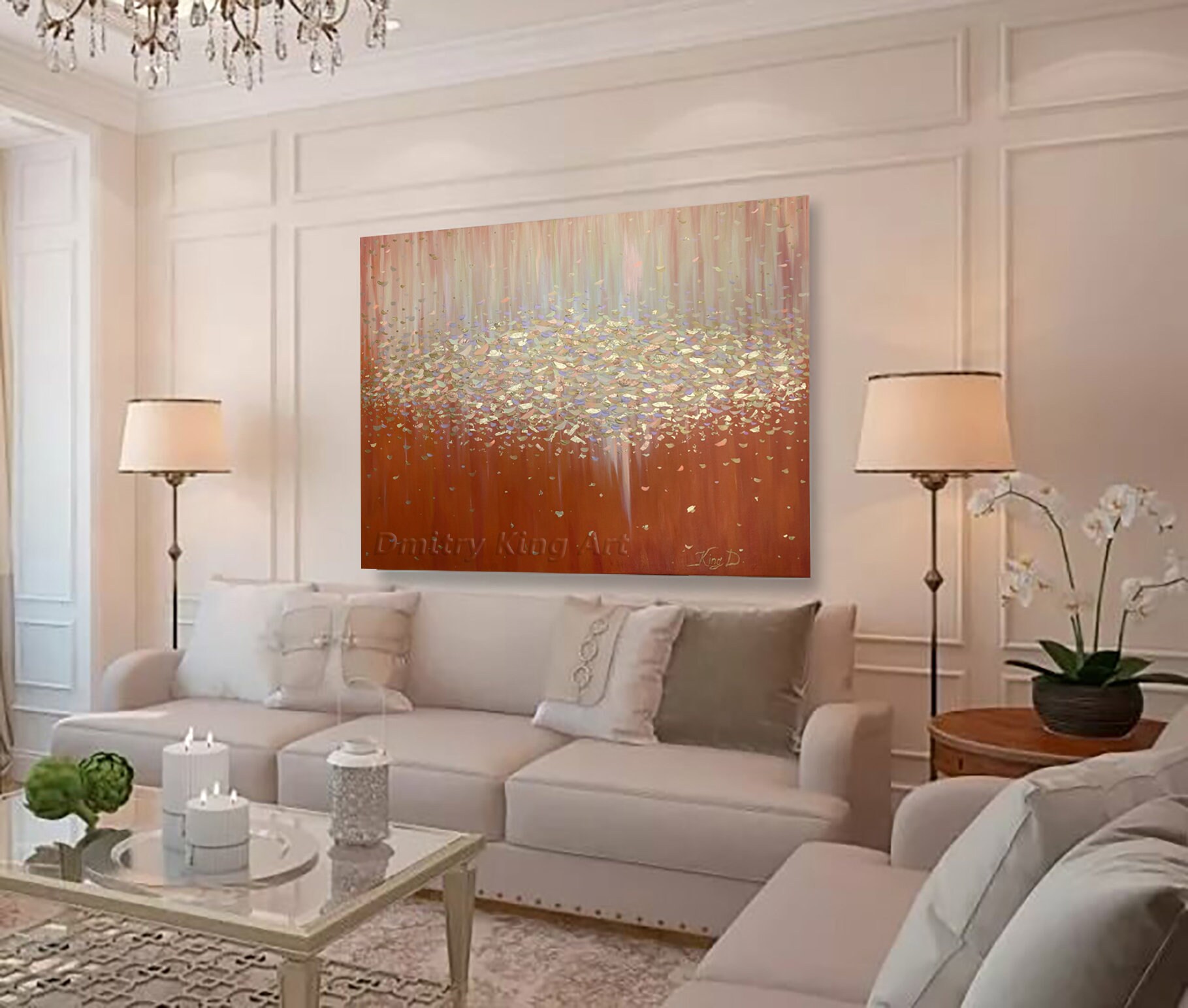 Large Abstract Ivory Orange Oil Painting Golden Sunshine - Etsy