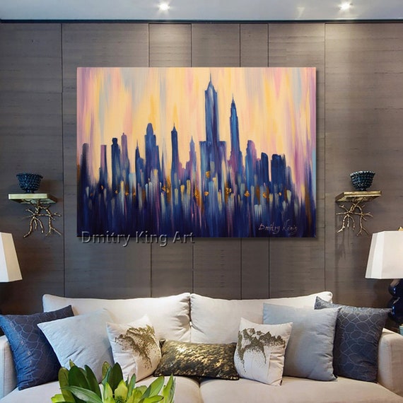 New York City Abstract Painting Skyline City Art Abstract NYC | Etsy