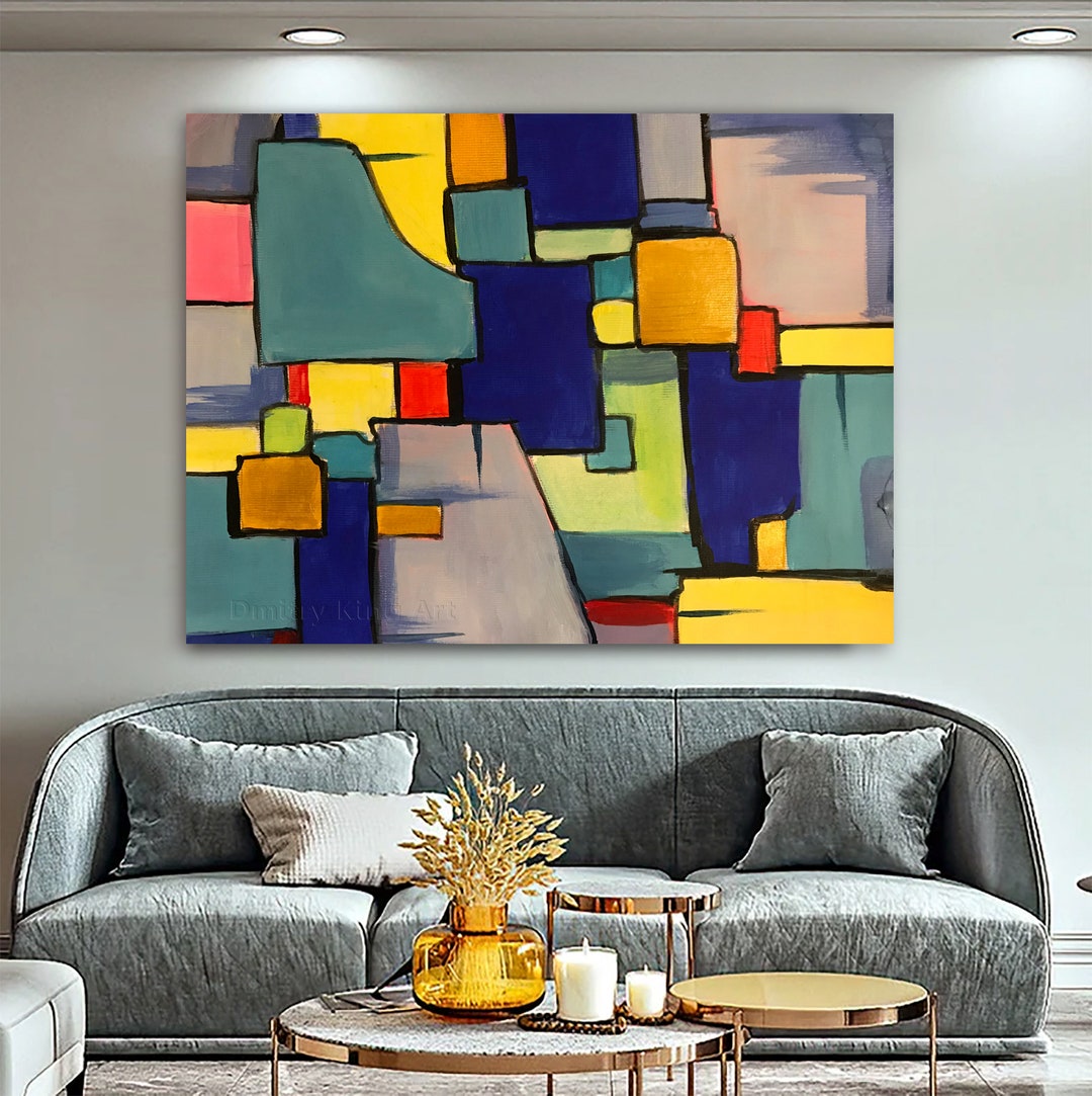 Large Oil Painting, Geometry Painting, Geometric Abstract Painting ...