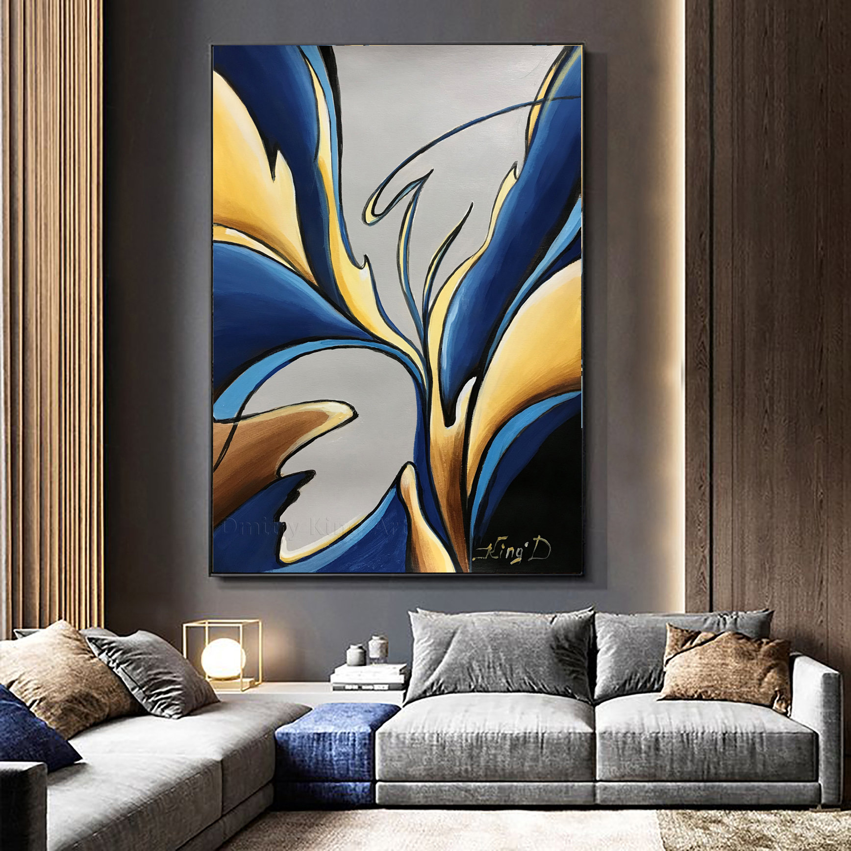 Large Abstract Art Blue Grey Painting Original Minimalist Wall Art ...