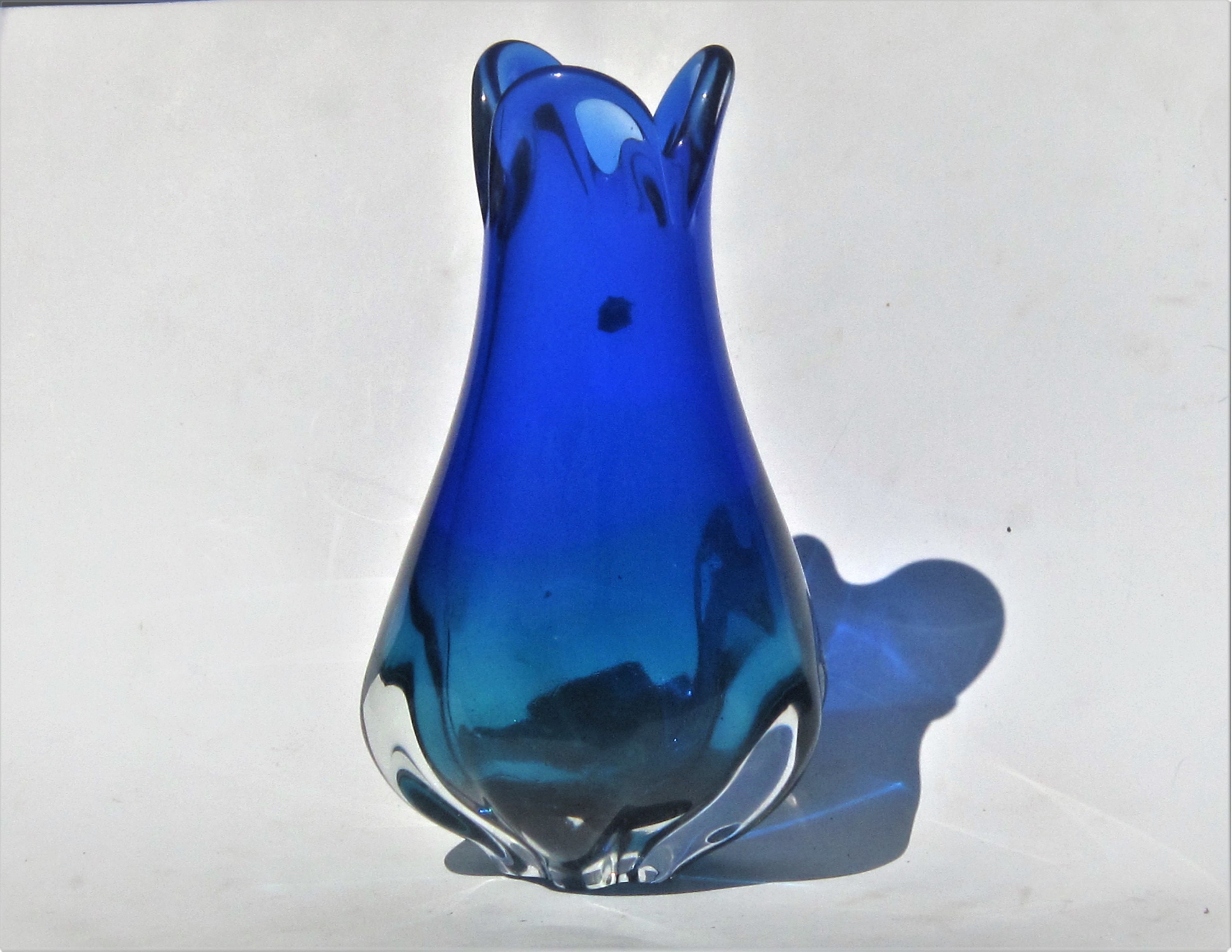 Chribska Lead Crystal Glass Vase, Blue and Green, Josef Hospodka Design ...