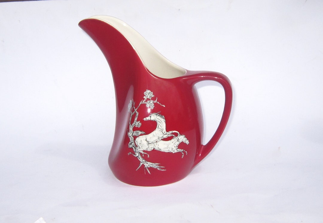 Crown Devon Fielding Pegasus Jug, Streamlined 1950s Ceramic, Red With ...