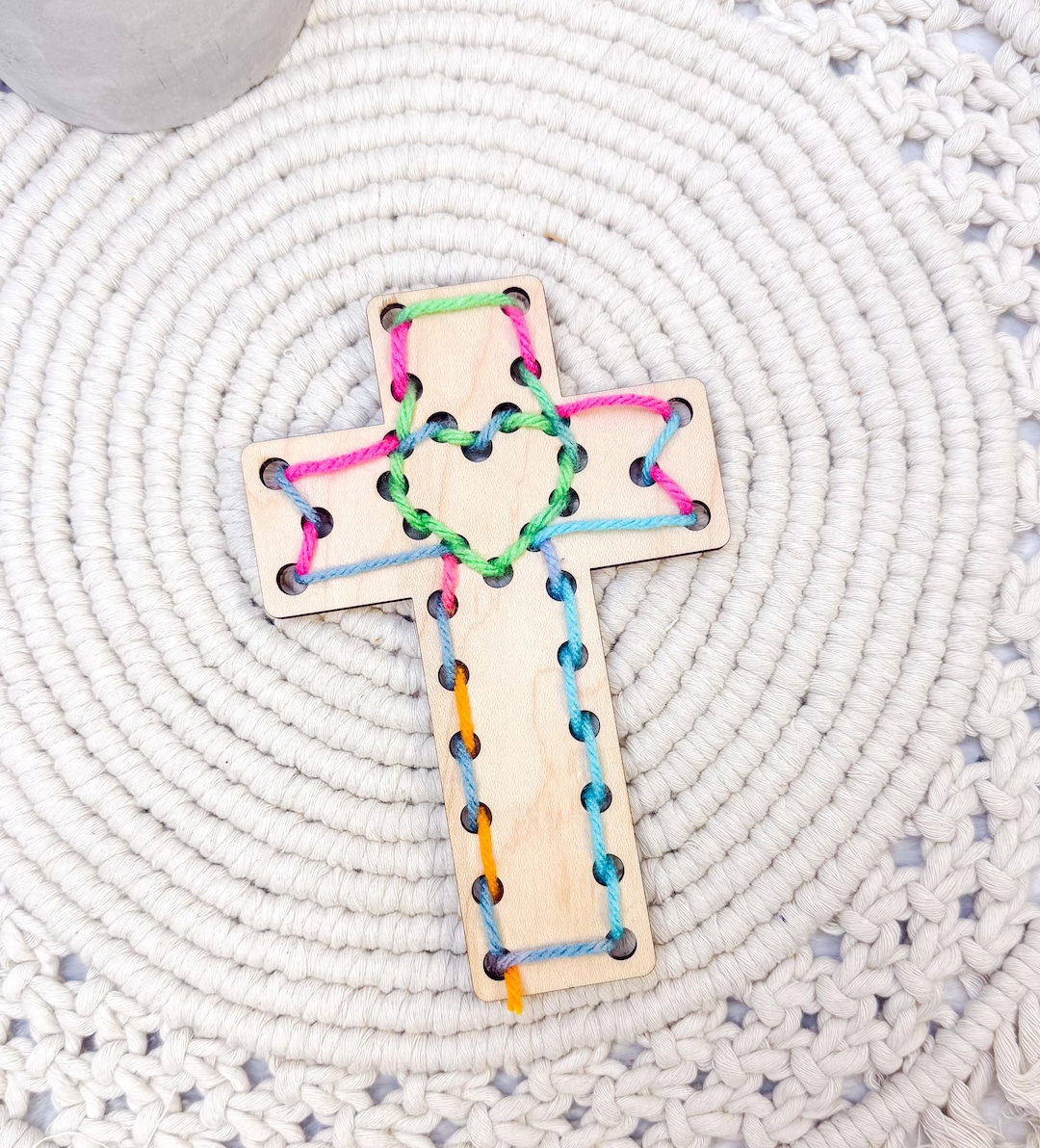 Wooden Cross Lacing Kit: Rainbow Yarn Craft, Easter Gift - Etsy