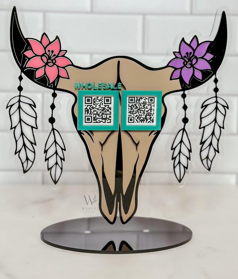 Custom Cow Skull Scan to Pay QR Code Sign Venmo Cashapp Small Business ...