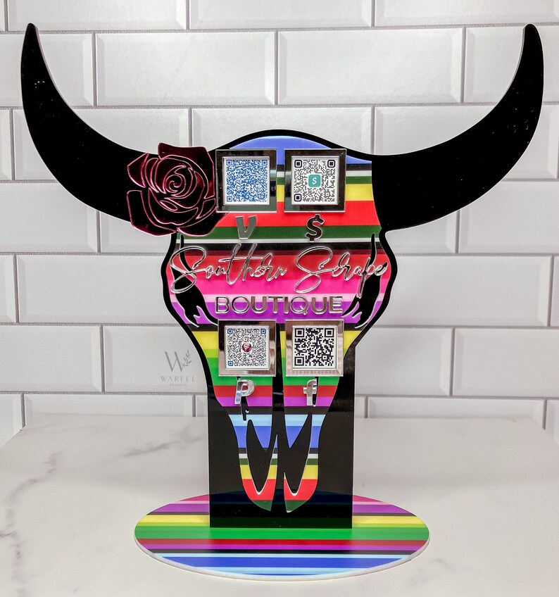 Custom Cow Skull Scan to Pay QR Code Sign Venmo Cashapp Small Business ...