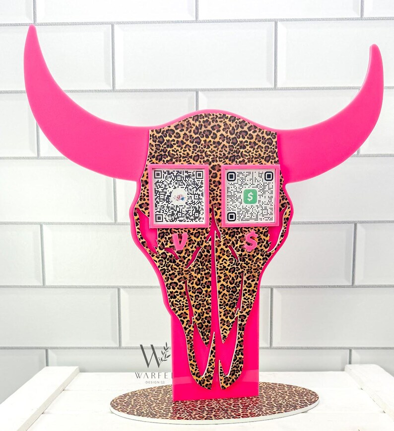 Custom Cow Skull Scan to Pay QR Code Sign Venmo Cashapp Small Business ...