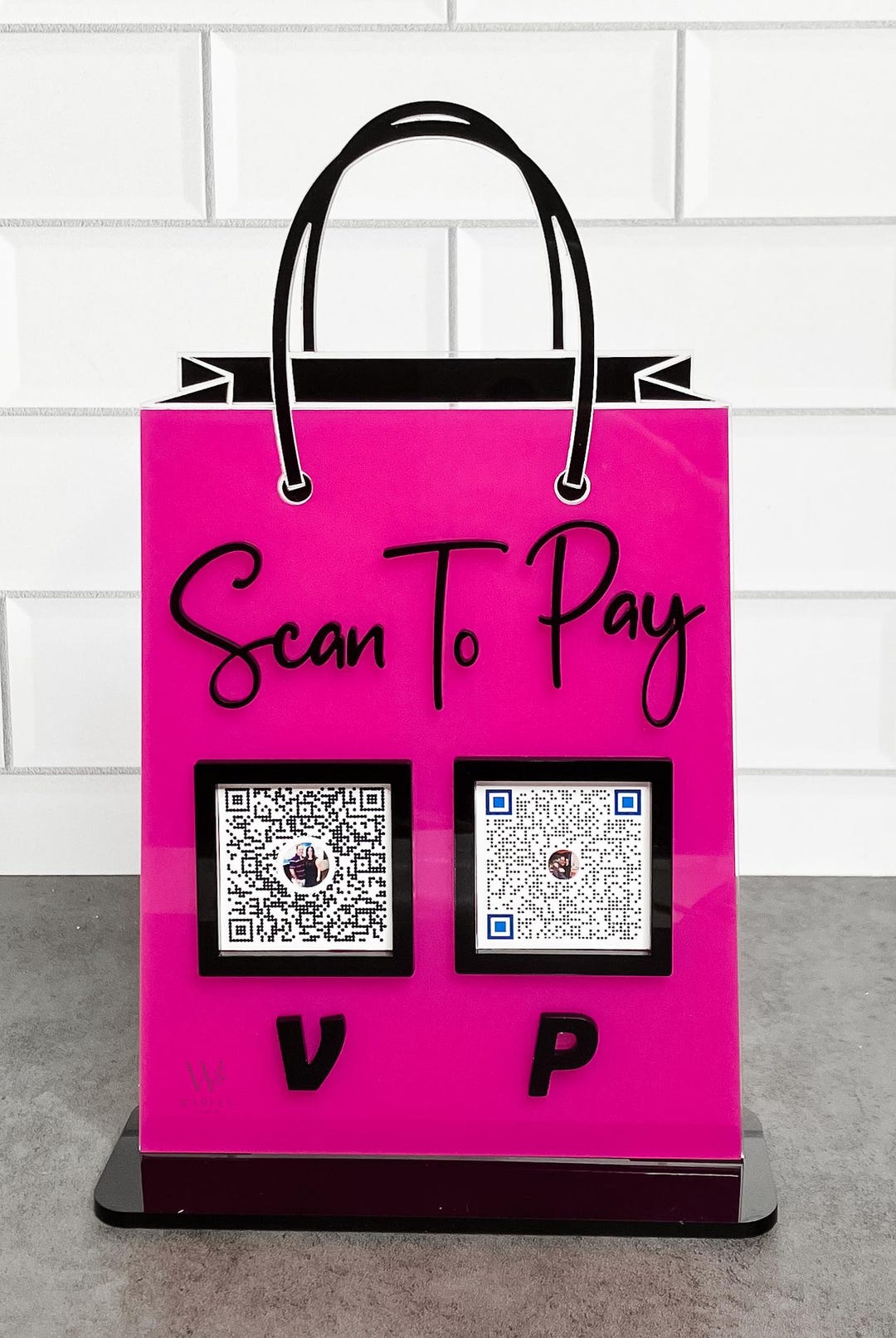 Shopping Bag QR Code Sign, Scan to Pay Acrylic Sign, Social Media Sign ...