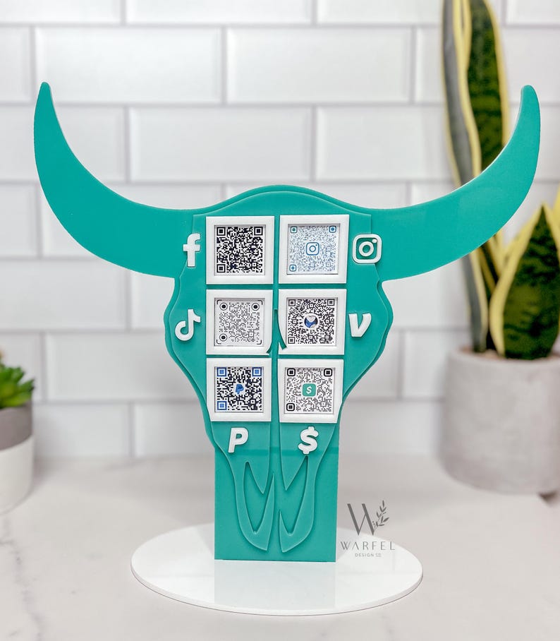 Custom Cow Skull Scan to Pay QR Code Sign Venmo Cashapp Small Business ...