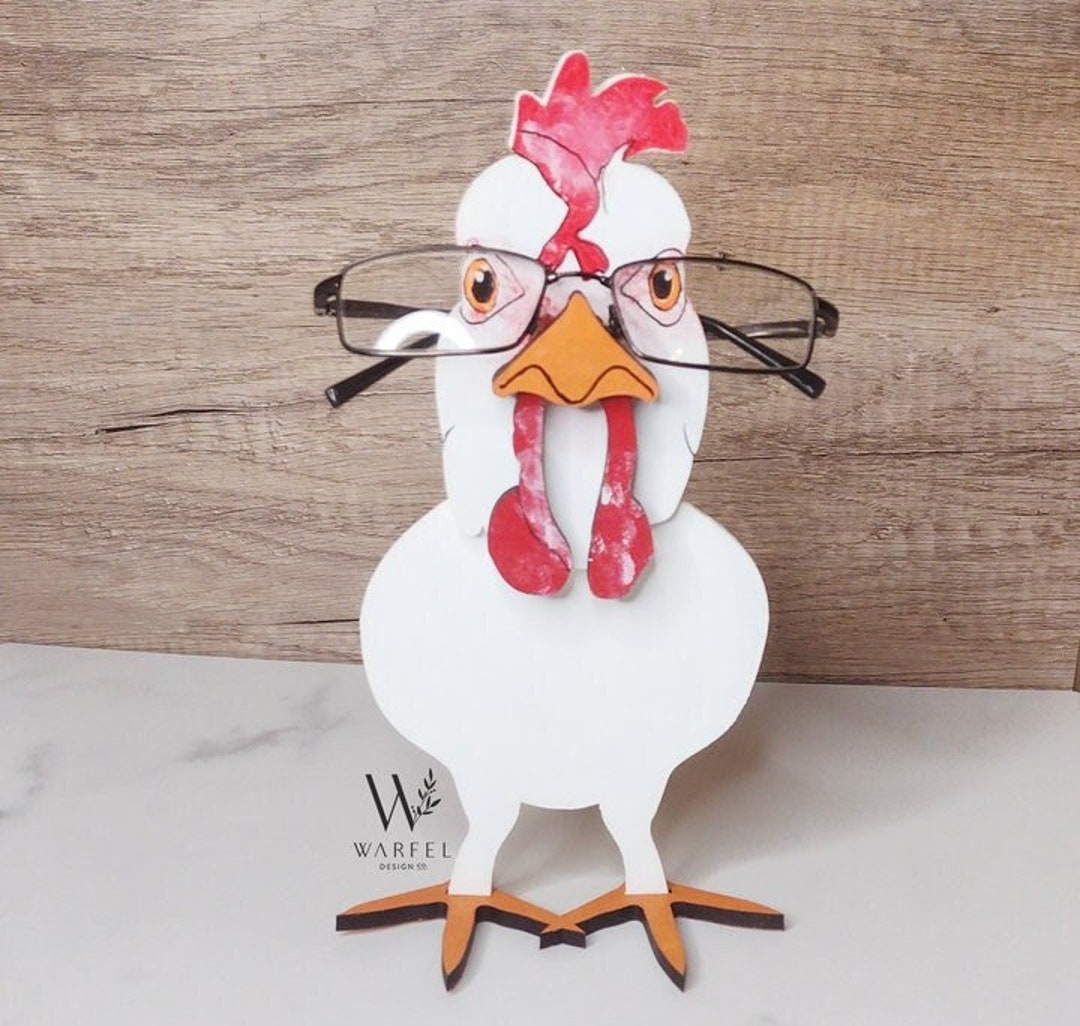 Chicken Eyeglasses Holder, Chicken Desk Decor, Rustic Farmhouse Decor ...