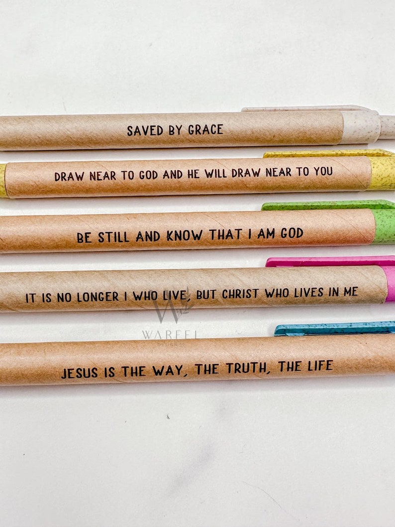 Christian Ballpoint Pen Set, Engraved Bible Scripture, Cute Colorful ...
