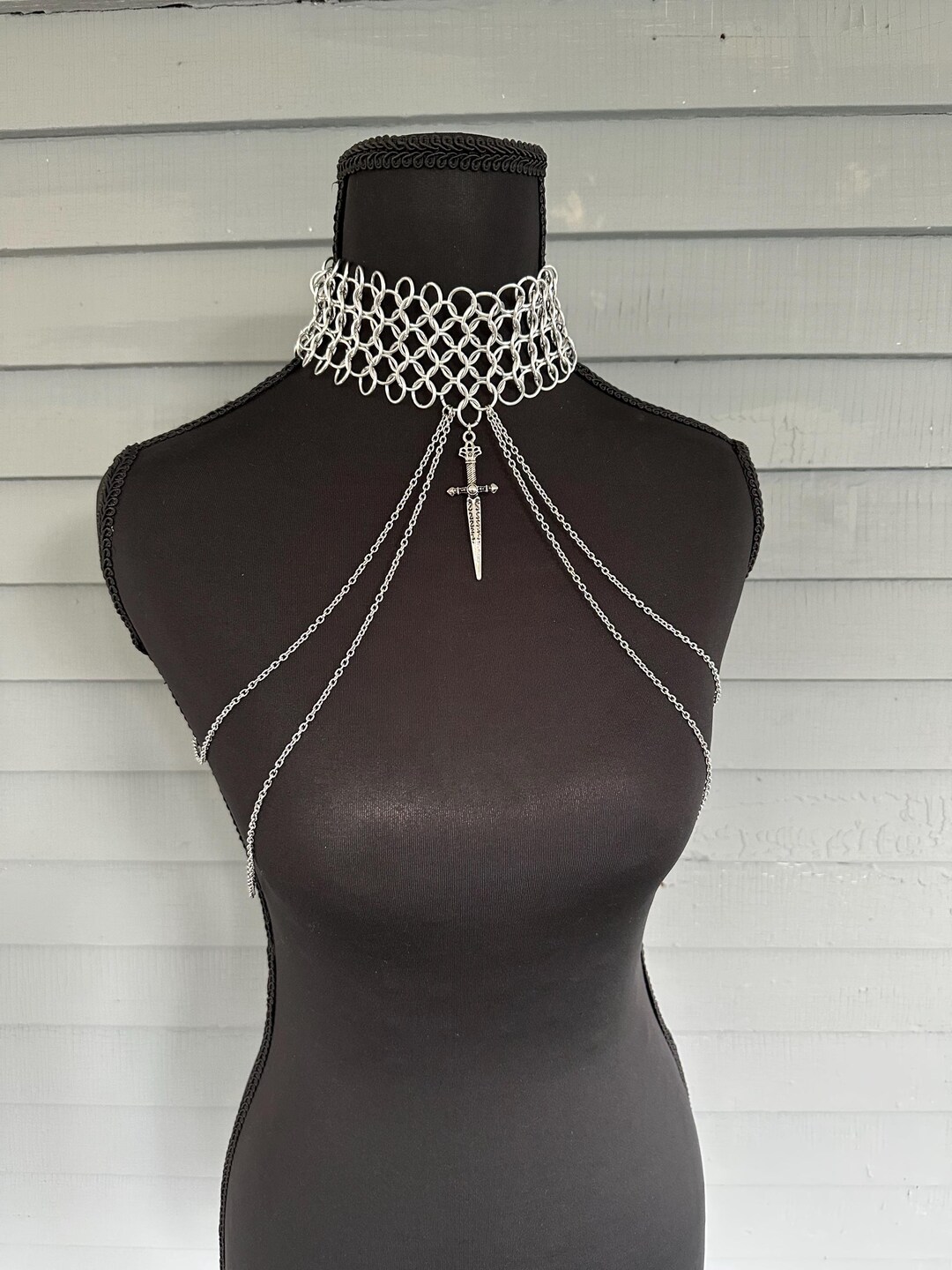 Jane Silver Chainmail Chest/necklace Piece - Etsy