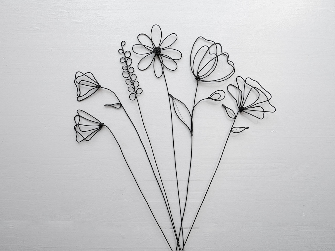 Bouquet de 6 fleurs en fil de fer recuit coquelicot et | Etsy France