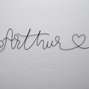 Prénom fil de fer personnalisable, Emma avec coeur, prénom enfant, décoration murale chambre d ...