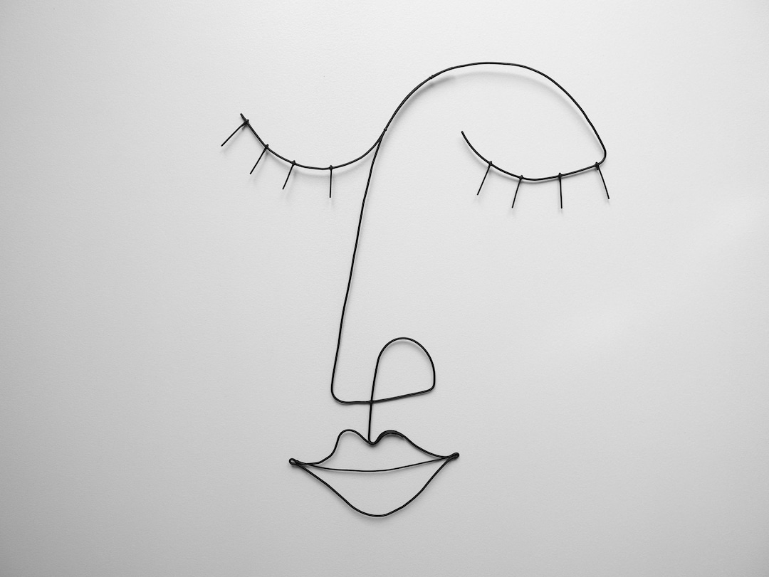 Picasso Style Wire Wall Decor, Abstract Minimalist Face for Modern ...