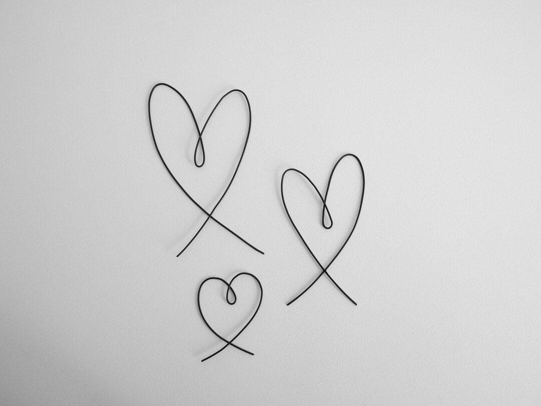 Real Wire Decoration, Set of 3 Hearts of Different Sizes, Heart Wall ...