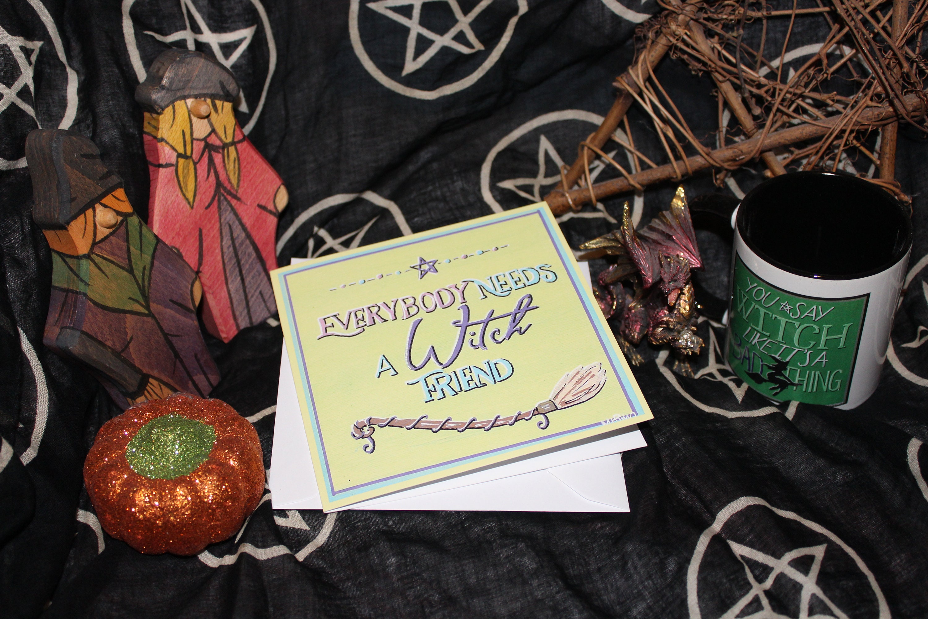 Witch Friend Pagan Greetings Card blank Witchcraft Pagan Magic Wicca ...
