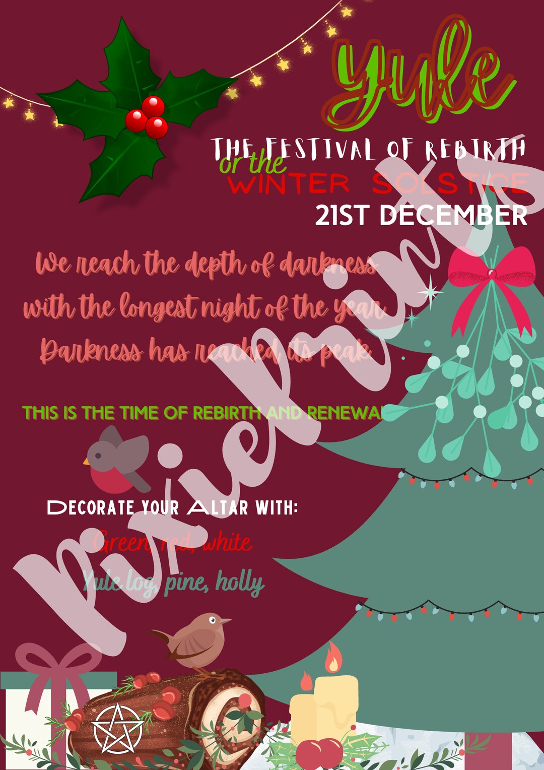 Pagan YULE Wheel of the Year Poster Digital Download no Physical ...