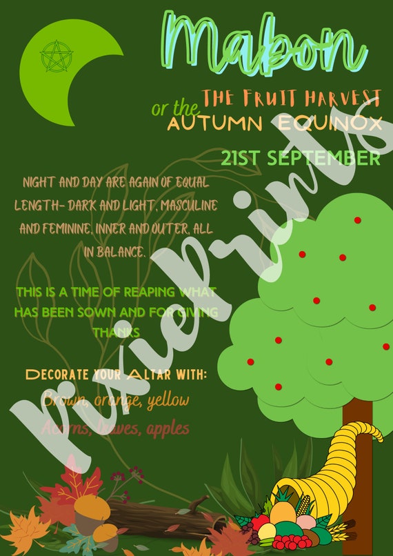 Pagan MABON Wheel of the Year Poster Digital Download no | Etsy