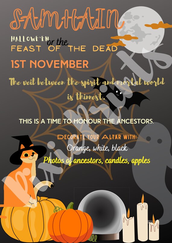 Pagan SAMHAIN Wheel of the Year Poster Digital Download no - Etsy